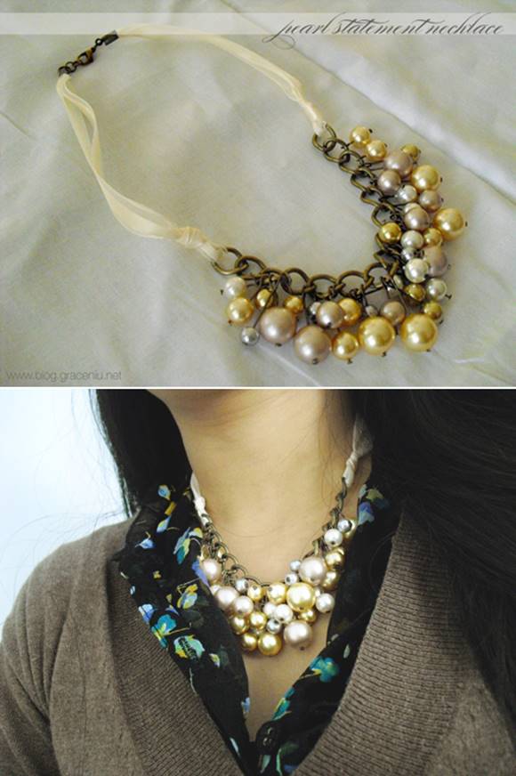 DIY Elegant Pearl Cluster Necklace DIY Elegant Pearl Cluster Necklace