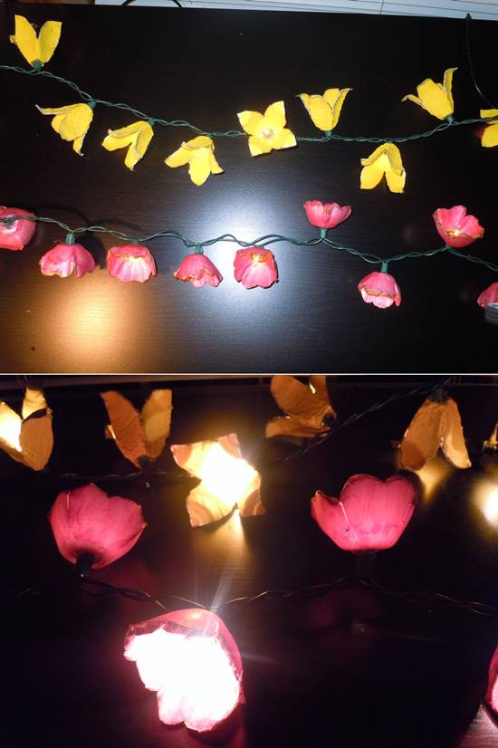 How to DIY Beautiful Flower Lights from Egg Cartons